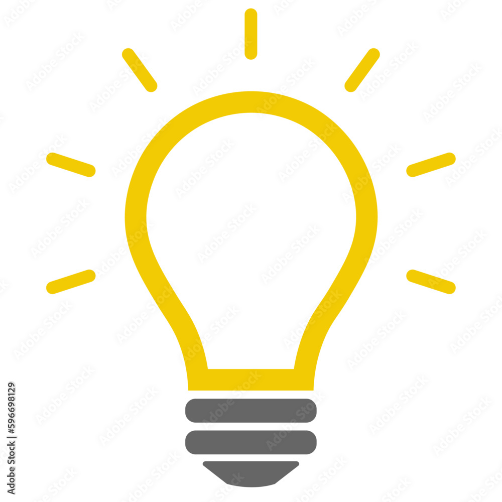 Light bulb icon, trendy flat style yellow color outline symbol with ...