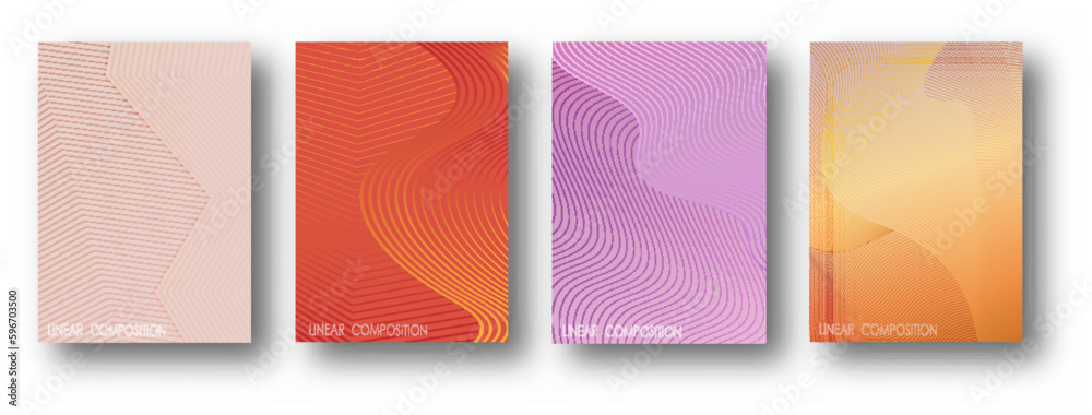 Colorful linear composition. A set of layouts for the design of banners ...
