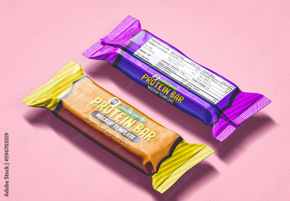 Protein Bar Packaging Mockup Stock Template | Adobe Stock