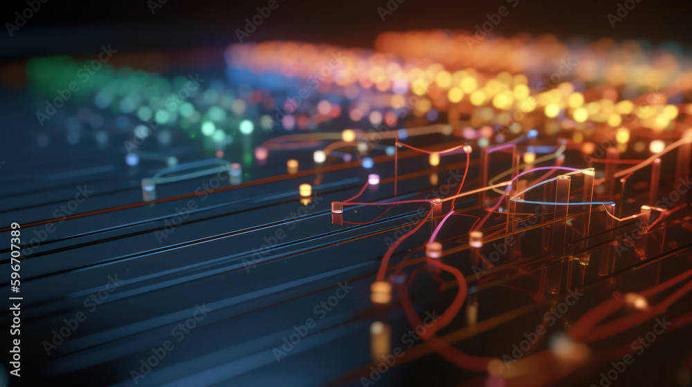 abstract background of thin glass and fiber optics closeup, modern ...