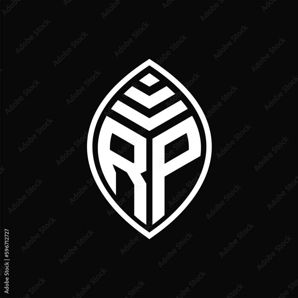 RP Logo monogram leaf shape isolated outline design template Stock ...