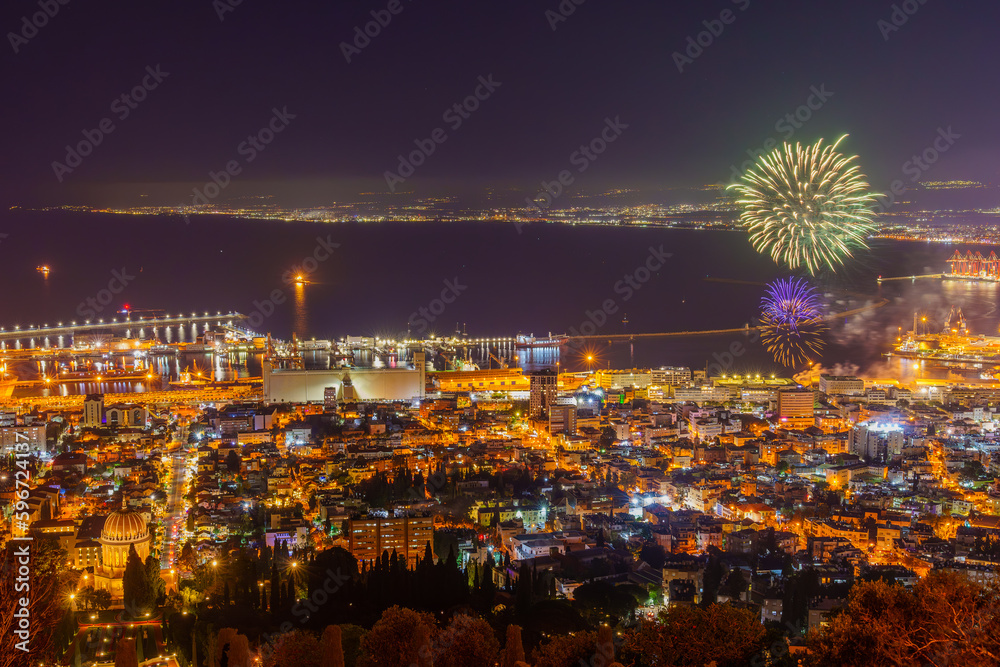 Israel 75th Independence Day fireworks, in Haifa Stock Photo | Adobe Stock