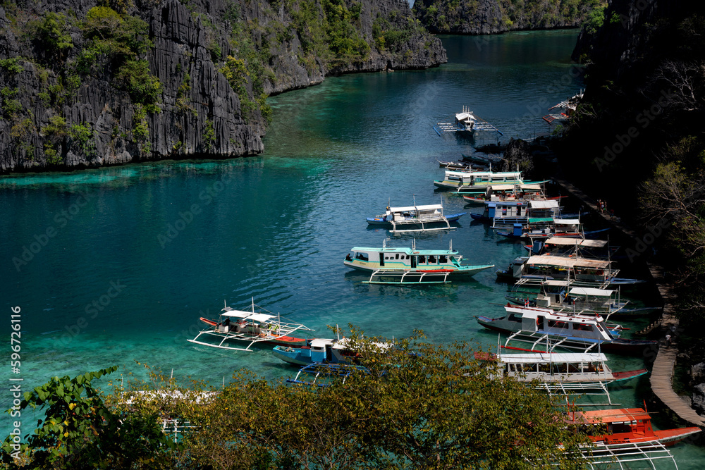 Palawan, Philippines, aerial view of Kayangan Lake in Coron island ...