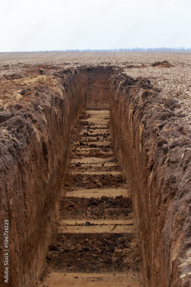deep trench in the soil Stock Photo | Adobe Stock