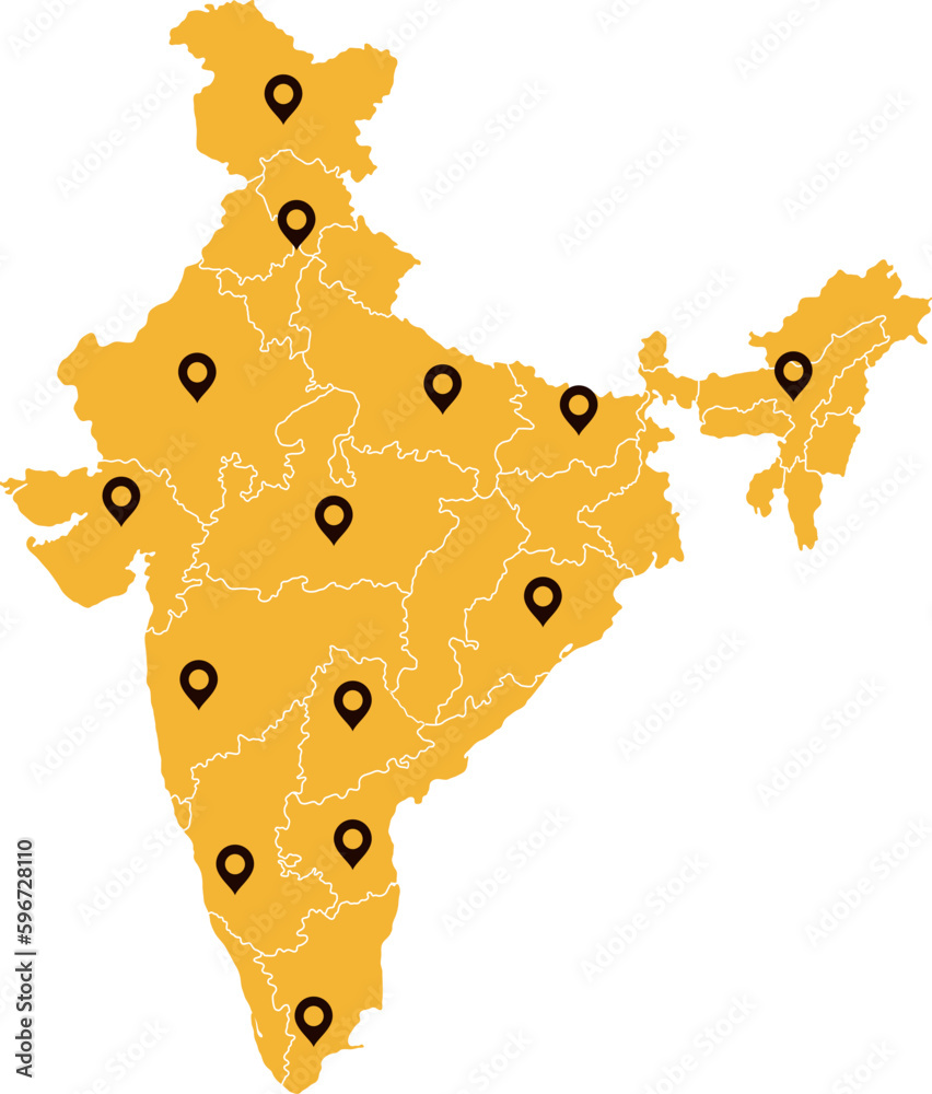 Indian map Stock Vector | Adobe Stock