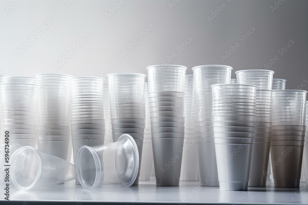 White background shows off plastic cups ready for any drink of choice ...