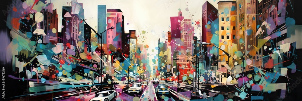 An explosion of color and pattern inspired by the bustling cityscape ...