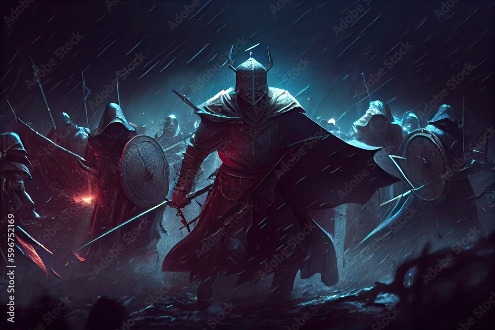 epic battle between a medieval army and the unseen enemy of evil forces ...
