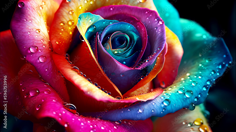 Rainbow Rose Macro close up Stock Illustration | Adobe Stock
