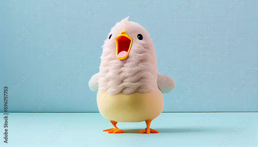 squawking chicken or squeaky toy are shouting and copy space pastel ...
