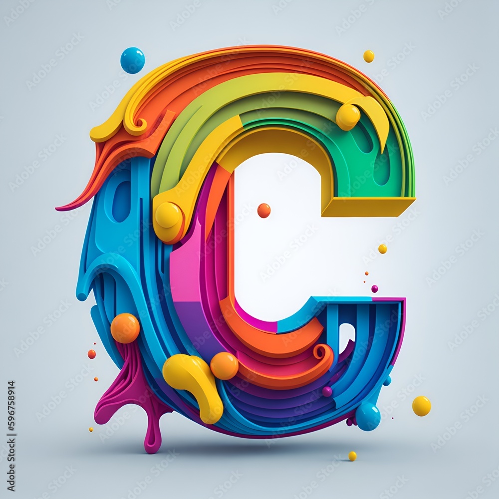 Flat 3d letter C made with Generative AI. Stock Illustration | Adobe Stock