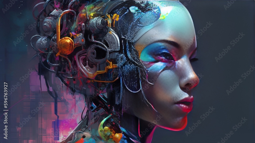 ai generated of cyborg by frank retzlaff, in the style of colorful ...
