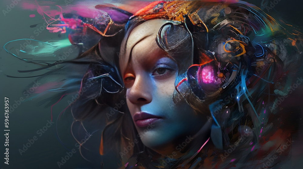 ai generated of cyborg by frank retzlaff, in the style of colorful ...