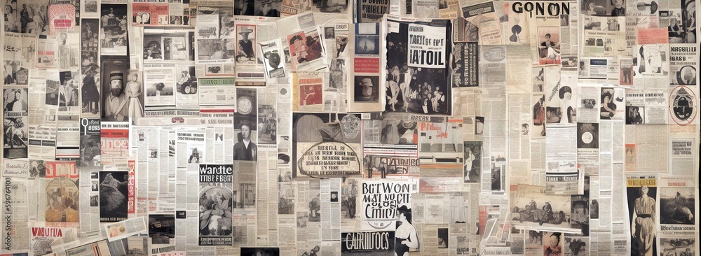 Vintage newspaper pages wall. Journalism conceptual background ...