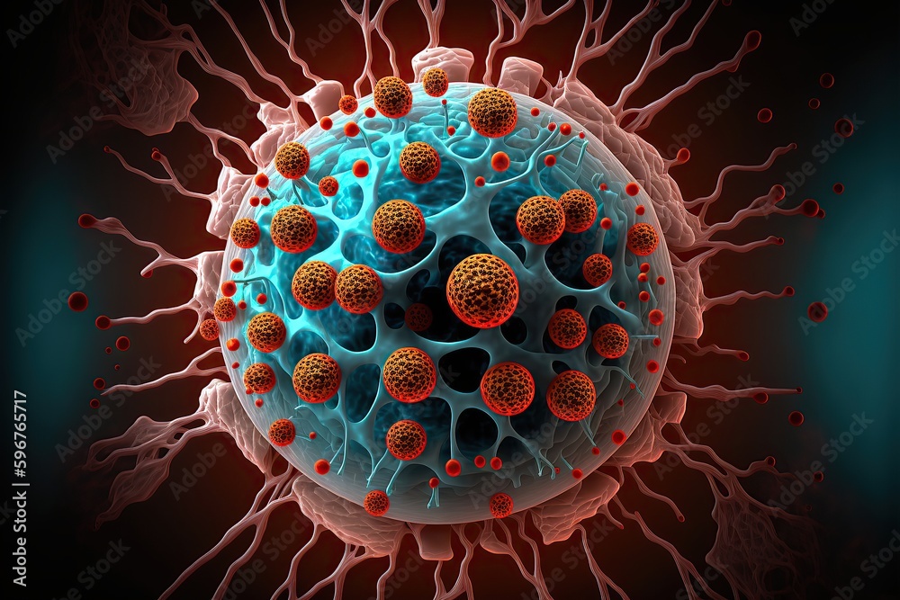 medically accurate illustration of white blood cells attacking a cancer ...