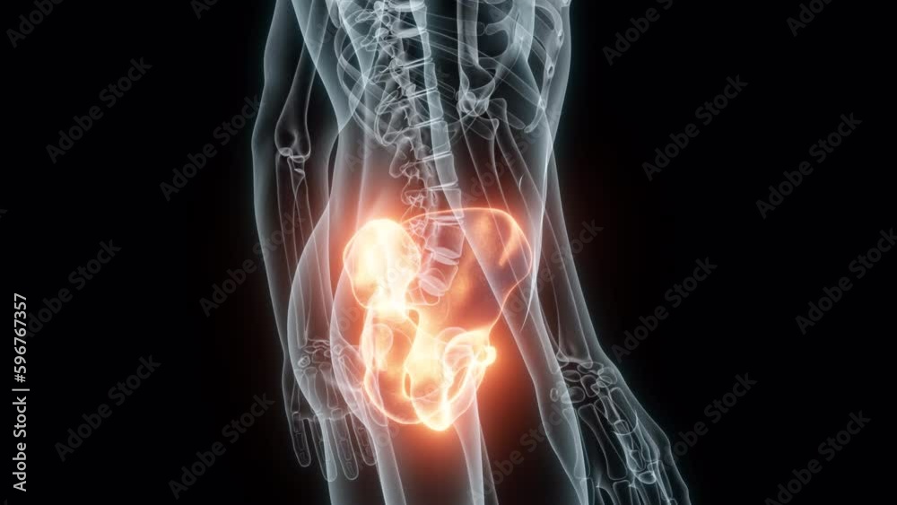 Stockvideo 3D rendering of a medical animation of the pelvis. X-ray of ...