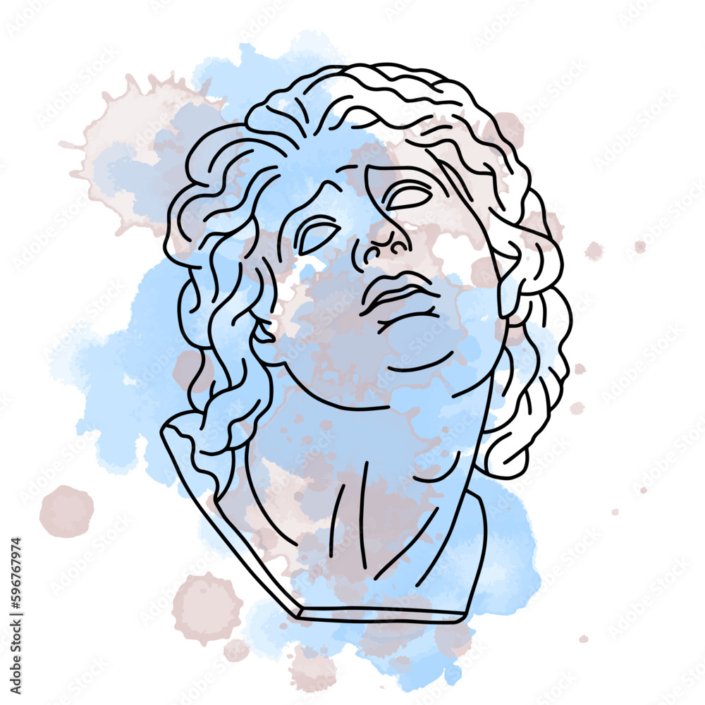 Vector illustration of of classic greek sculpture of Giant head ...