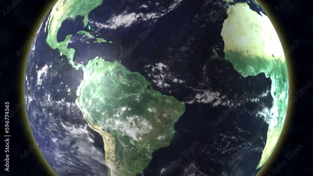 Planet Earth Globe and USA Flag, 3D 4K Video. Spinning Planet Earth ...