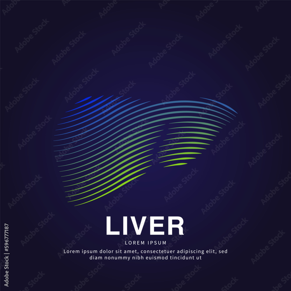 Human liver medical structure. Creative simple line art Vector logo ...