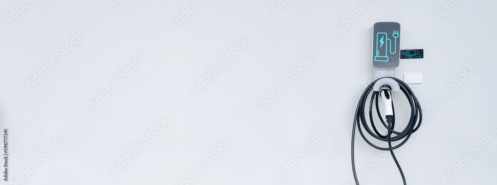 Futuristic home EV charging car box,power cable and plug supply to car ...