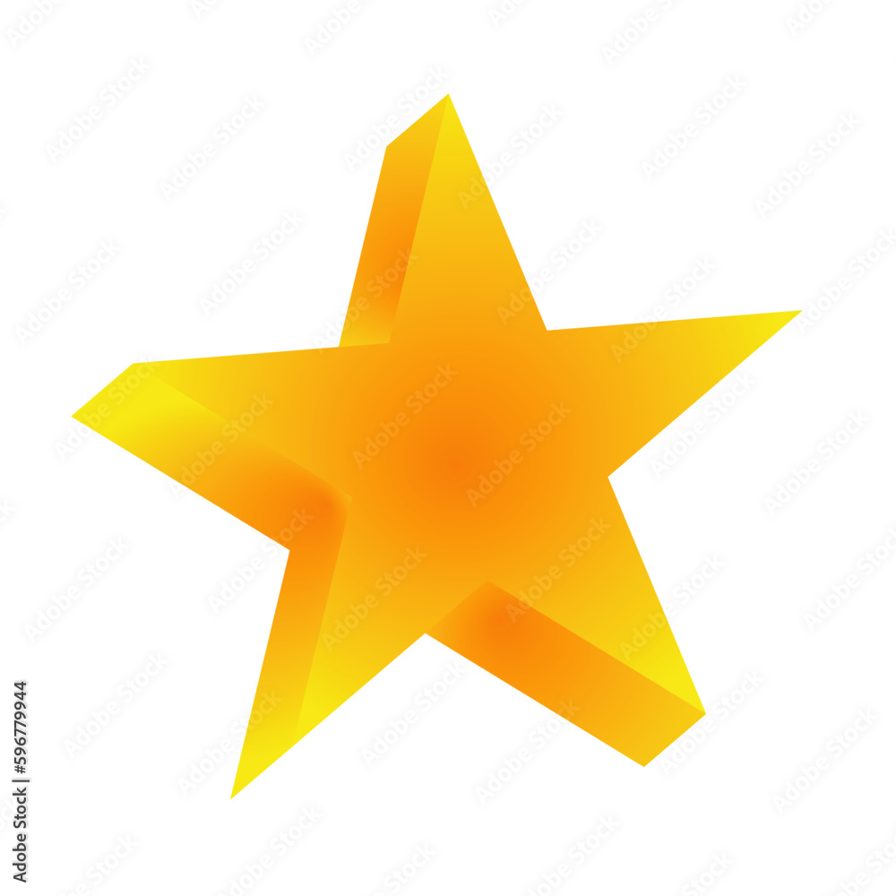 Golden Star 3D Icon. Transparent background. Vector Illustration. Stock ...