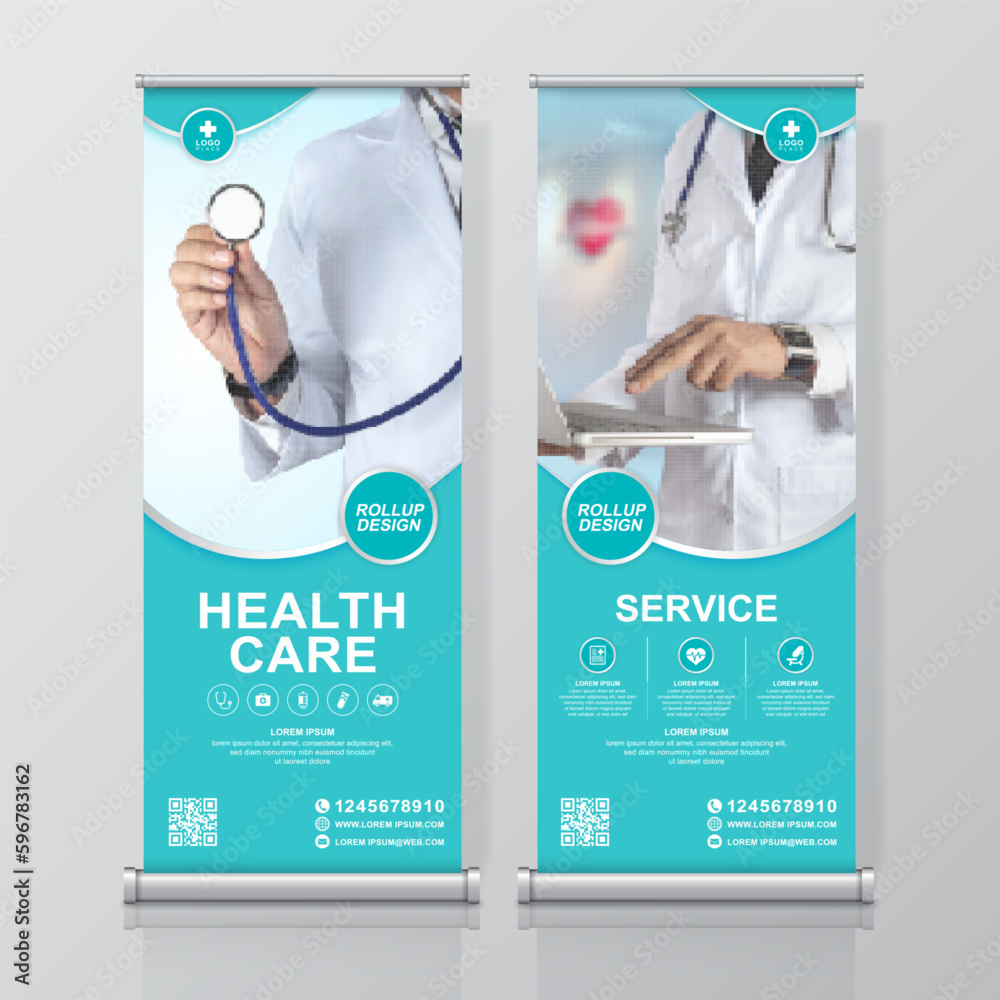 Healthcare and medical roll up design, standee banner template for ...