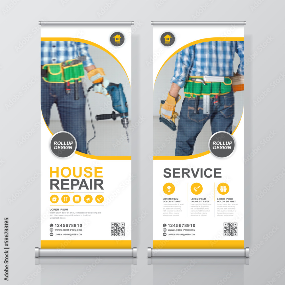 Construction tools roll up design and standee banner template for ...