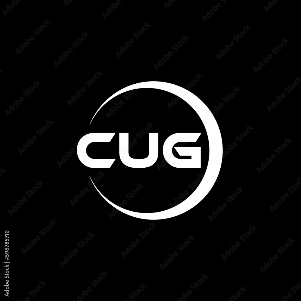 CUG letter logo design with black background in illustrator, cube logo ...