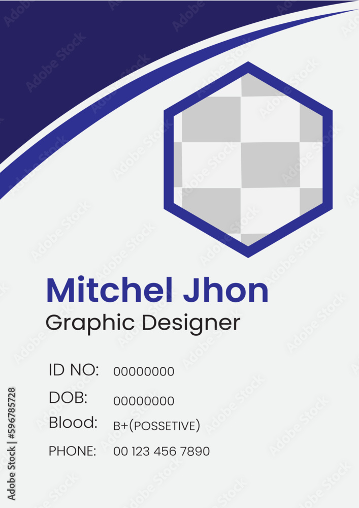 Simple vector office ID card design template. Creative Corporate ...