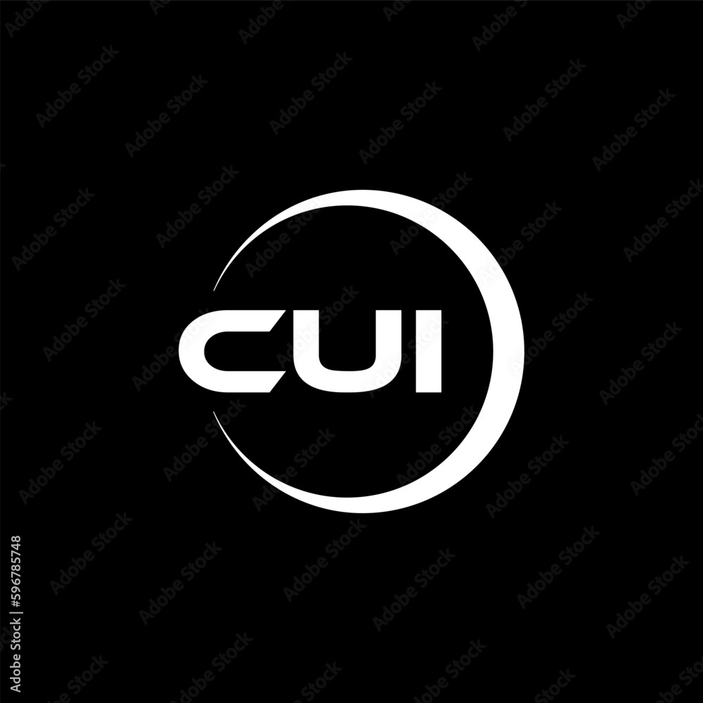 CUI letter logo design with black background in illustrator, cube logo ...