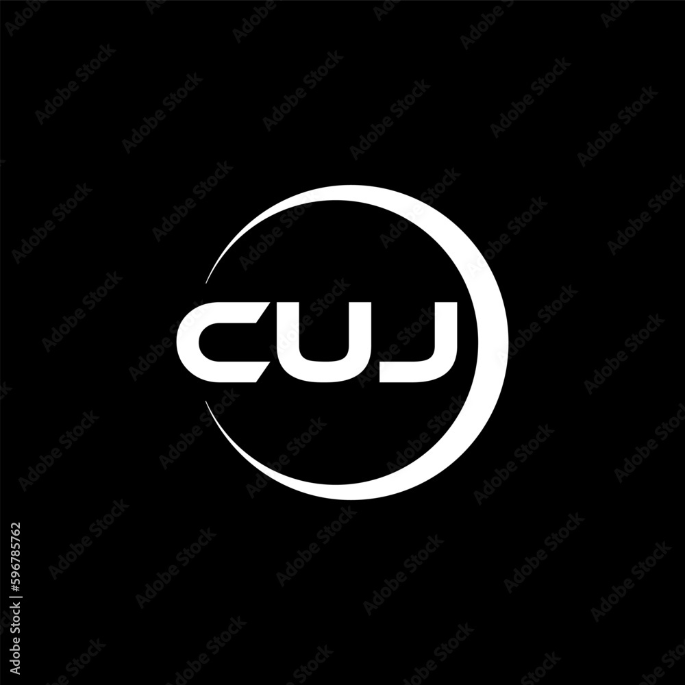 CUJ letter logo design with black background in illustrator, cube logo ...