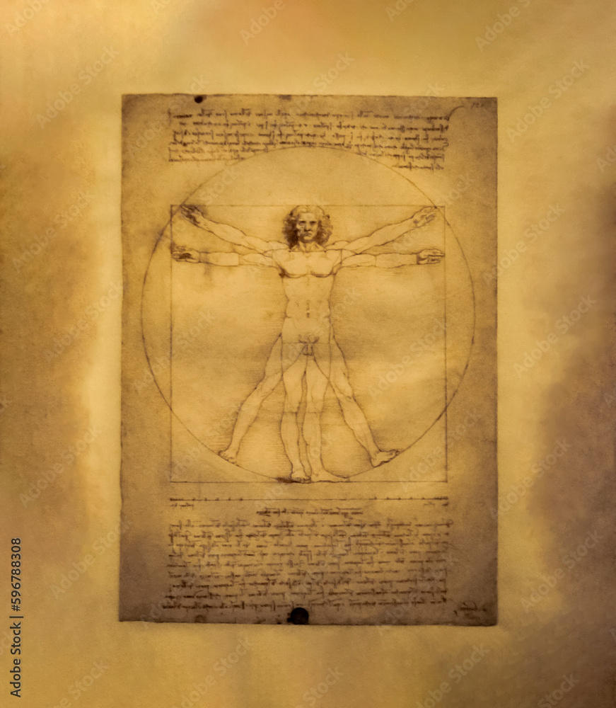 Foto de Vitruvian Man authentic drawing by Leonardo da Vinci in ink on ...