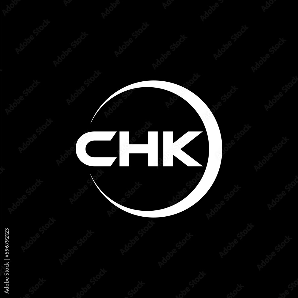 CHK letter logo design with black background in illustrator, cube logo ...