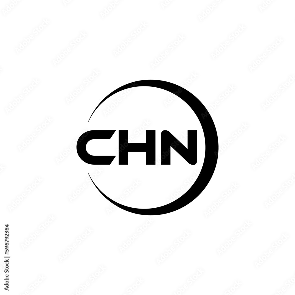 CHN letter logo design with white background in illustrator, cube logo ...