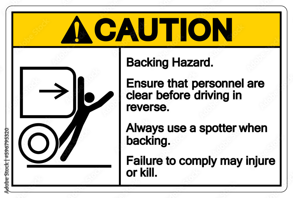 Caution Backing Hazard Symbol Sign, Vector Illustration, Isolate On ...