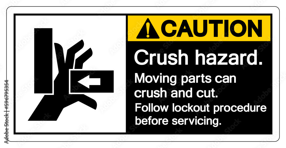 Caution Crush Hazard Moving Parts Can Crush And Cut Symbol Sign, Vector ...
