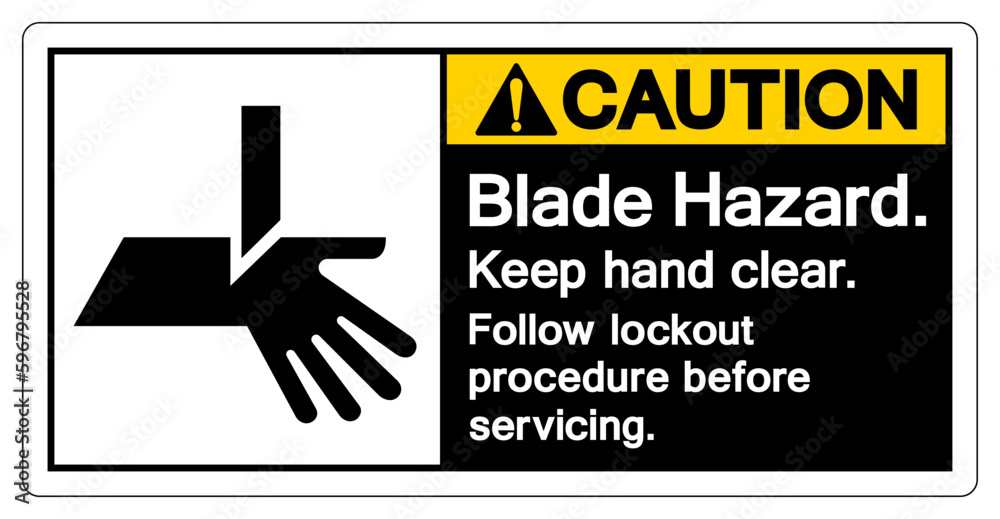 Caution Blade Hazard Keep hand Clear Follow Lockout Procedure Before ...