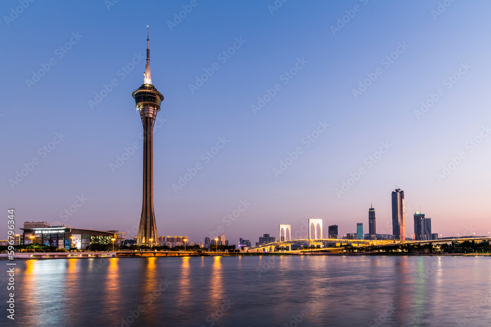Macau- September 20, 2019: Beautiful night view of Macau Tower and Sai ...
