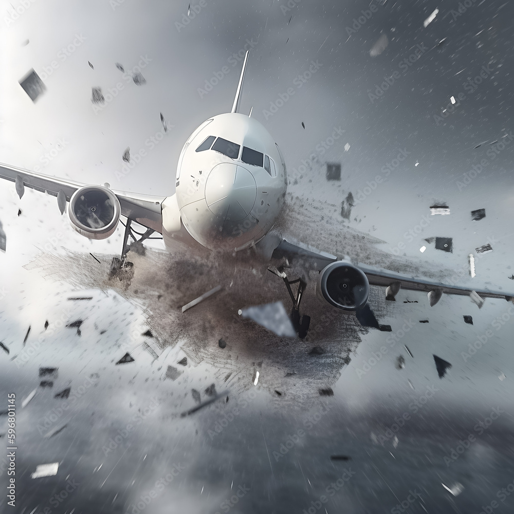 Turbulence, plane crash. Illustration. Ai generation. Stock ...