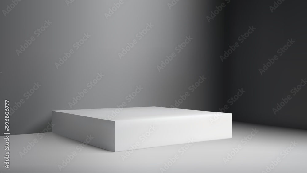 Podium white rectangular stage decorative wall premium studio ...
