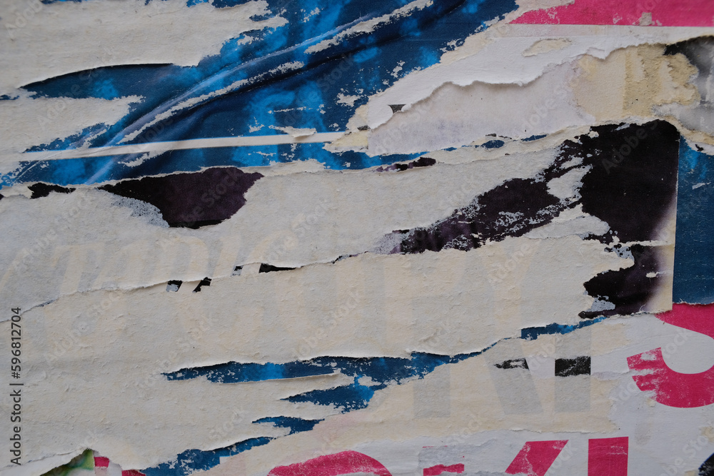 Ripped street poster background, abstract, and torn paper collage Stock ...