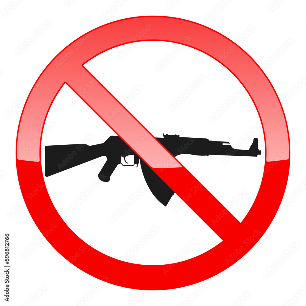 Photo & Art Print no rifle concept - rifle with red forbidden sign, No ...