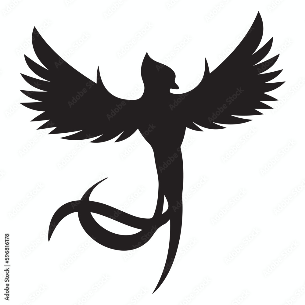 Quetzal silhouettes and icons. Black flat color simple elegant Quetzal ...