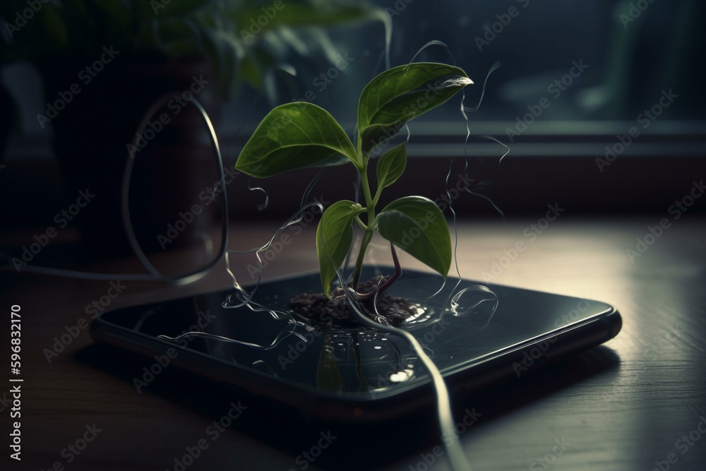 Illustration of green energy and clean technology represented by a ...