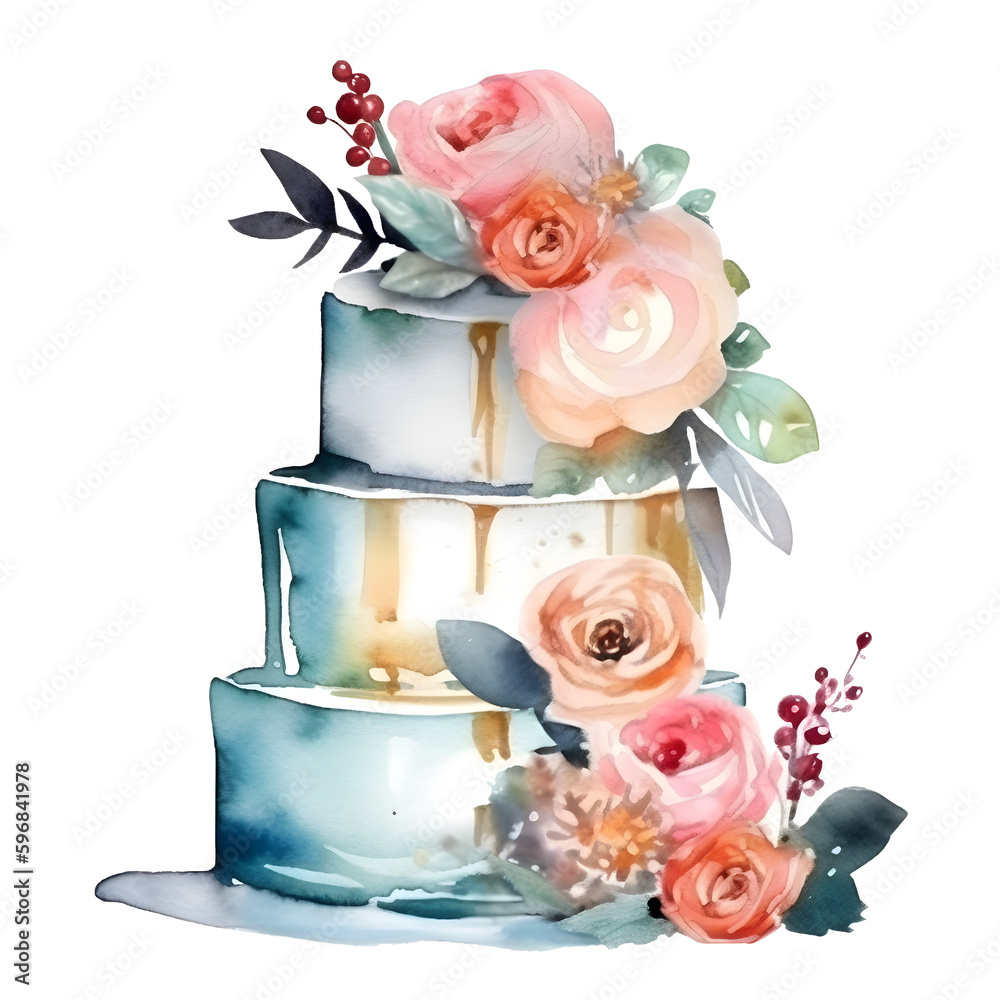 Watercolor Wedding Cakes Clipart, Cute love, Wedding Clipart, Wedding ...