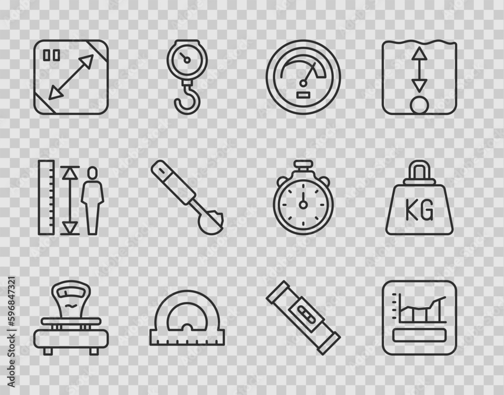 Set line Scales, Graph, schedule, chart, diagram, Speedometer ...