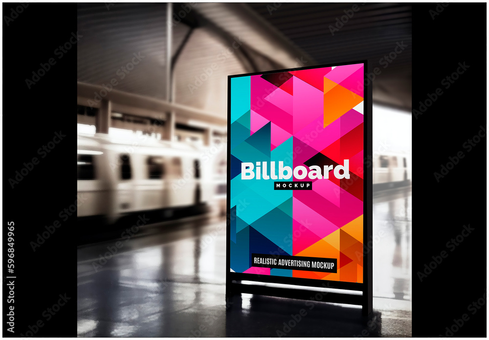 Train Station Billboard Mockup Stock Template | Adobe Stock Train Station Billboard Mockup Stock Template | Adobe Stock