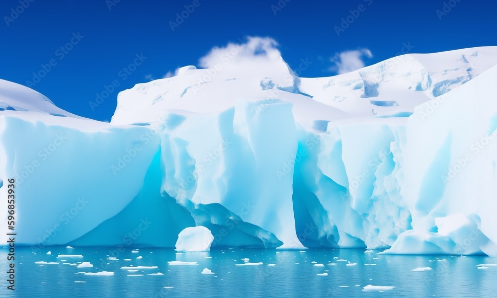 Iceberg floating in the sea, frozen landscape with massive pieces of ...