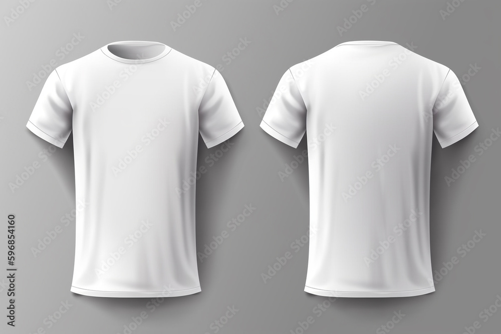 Blank white t-shirt template mockup, front and back view, Generative AI ...