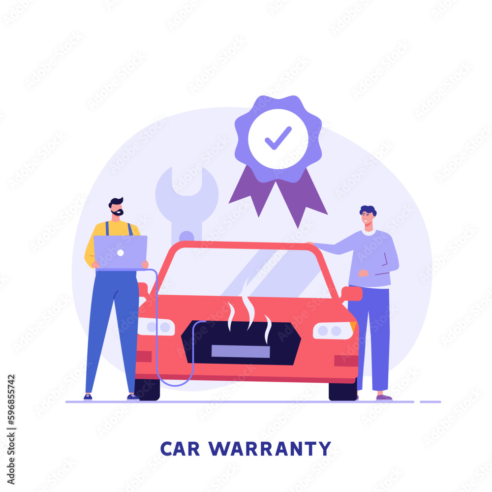 Car warranty service illustration. Auto warranty covers repair of ...